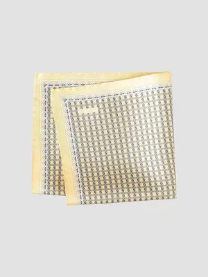 Eton Micro-geometric Print Silk Pocket Square - Yellow
