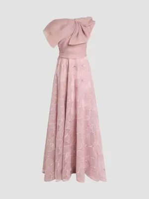 Talbot Runhof Organza Floral Lace Gown