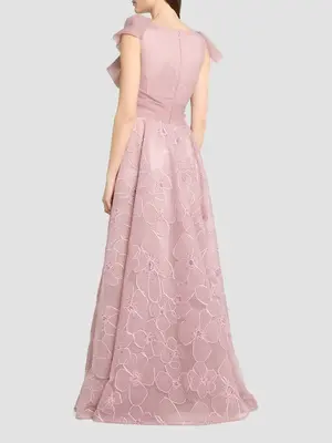 Talbot Runhof Organza Floral Lace Gown