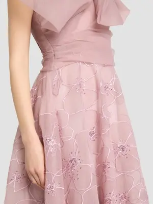 Talbot Runhof Organza Floral Lace Gown