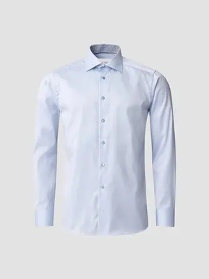 Eton Geometric Contemporary-fit Solid Shirt - Blue