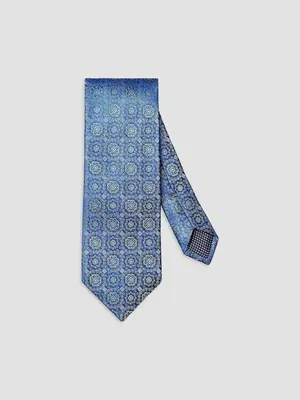 Eton Micro Geometric Silk Tie - Mid Blue
