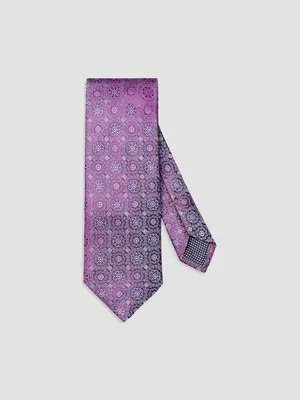 Eton Micro Geometric Silk Tie - Pink