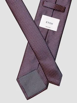 Eton Micro Geometric Silk Tie - Red