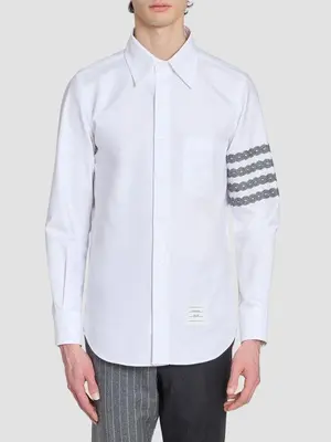 Thom Browne Unraveling Cable 4-bar Straight-fit Oxford Shirt