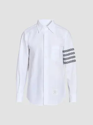 Thom Browne Unraveling Cable 4-bar Straight-fit Oxford Shirt - White