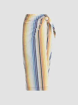 TOCCIN Madison Striped Cotton Midi-skirt