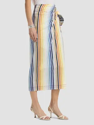 TOCCIN Madison Striped Cotton Midi-skirt