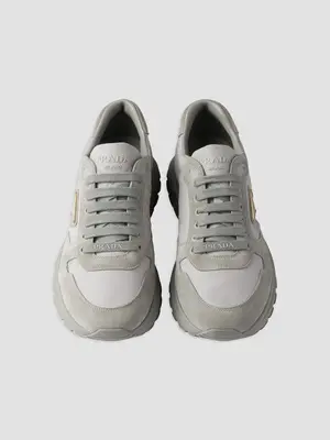 Prada Prax 2.0 Re-nylon And Suede Sneakers - Grey