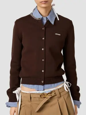 Miu Miu Cotton Cardigan - Brown