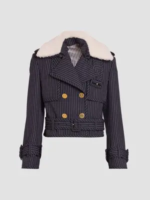Thom Browne Striped Virgin Wool-shearling Trench Jacket