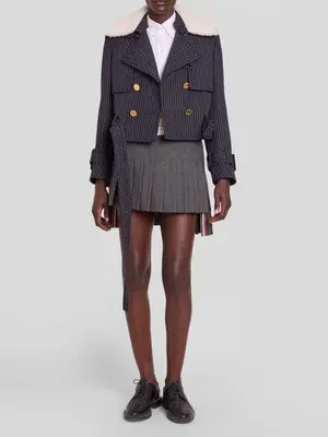 Thom Browne Striped Virgin Wool-shearling Trench Jacket
