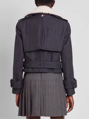 Thom Browne Striped Virgin Wool-shearling Trench Jacket