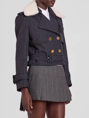 Thom Browne Striped Virgin Wool-shearling Trench Jacket