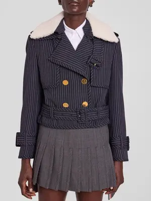 Thom Browne Striped Virgin Wool-shearling Trench Jacket
