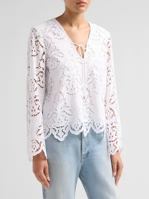 TOCCIN Halina Broderie Anglaise Tieneck Blouse