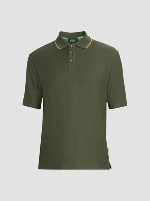 Scotch & Soda Micro-chevron Cotton Fit Polo Shirt - Thyme