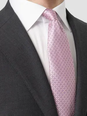 Eton Micro-geometric Silk Tie - Pink