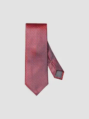 Eton Micro-geometric Silk Tie - Red