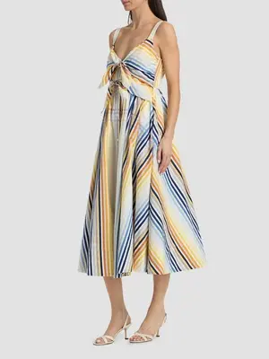 TOCCIN Wren Striped Double-tie Cotton Midi-dress