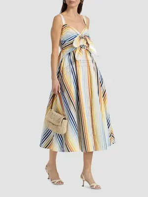 TOCCIN Wren Striped Double-tie Cotton Midi-dress
