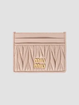 Miu Miu Matelassé Nappa Leather Card Holder Beige