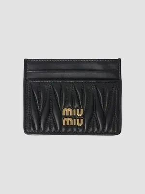 Miu Miu Matelassé Nappa Leather Card Holder - Black