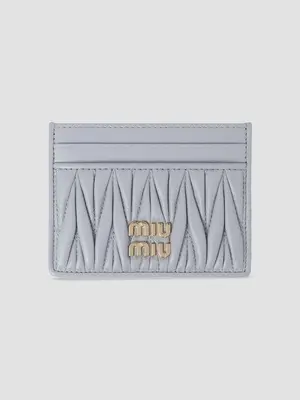 Miu Miu Matelassé Nappa Leather Card Holder - Grey