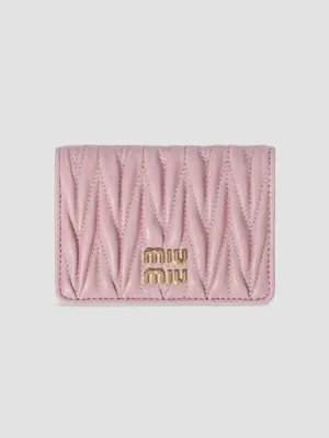 Miu Miu Matelassé Nappa Leather Card Holder - Pink