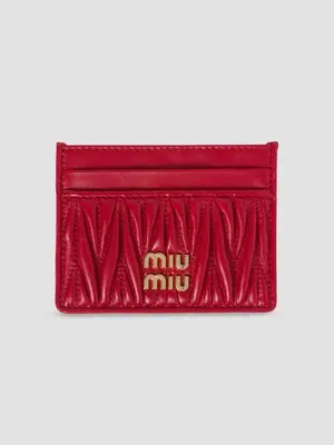 Miu Miu Matelassé Nappa Leather Card Holder - Red