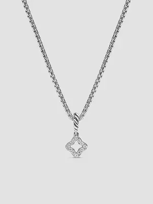 David Yurman Micro Pavé Quatrefoil Amulet In Sterling Silver With Diamonds, 7.4mm