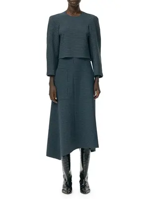 Tibi Camille Check Origami Faux-wrap Skirt