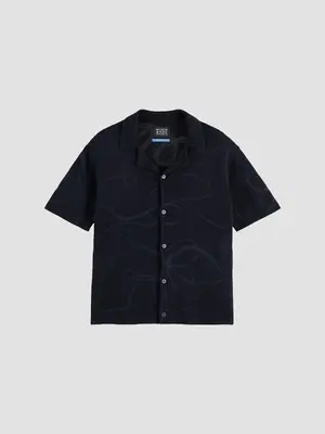Scotch & Soda Jacquard Knit Camp Shirt - Sky