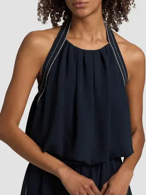 Ramy Brook Briar Halterneck Embroidered Blouse