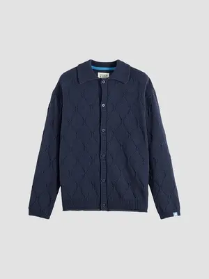 Scotch & Soda Openwork Knit Button-front Cardigan - Sky