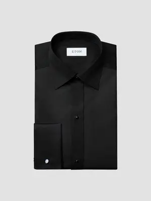 Eton Contemporary-fit Plissé Bib Formal Shirt - Black