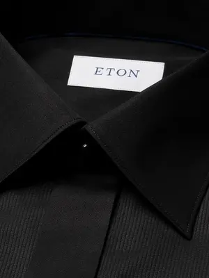 Eton Contemporary-fit Plissé Bib Formal Shirt - Black
