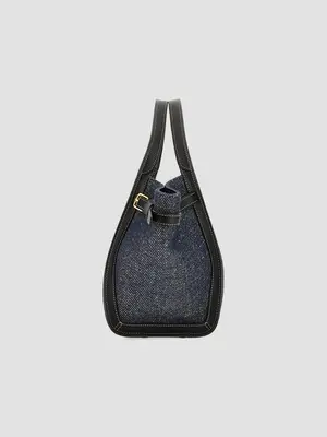 TOD'S Canvas & Leather Shopping Tote Bag - Blue Denim
