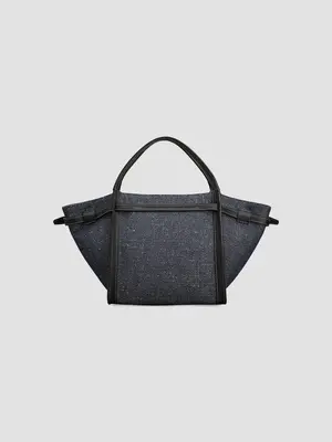 TOD'S Canvas & Leather Shopping Tote Bag - Blue Denim