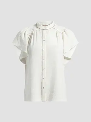 Ramy Brook Aurora Flutter-sleeve Top - Ivory