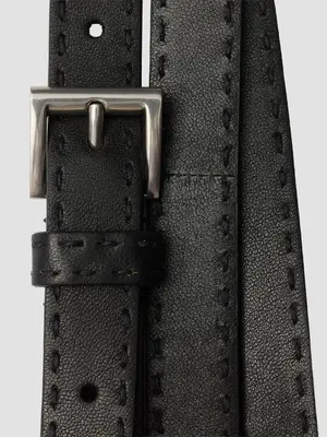Prada Antiqued Leather Belt - Black