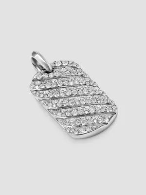 David Yurman Sculpted Cable Tag In Sterling - Diamond
