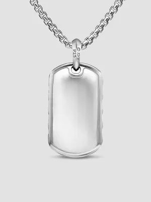 David Yurman Sculpted Cable Tag In Sterling - Diamond