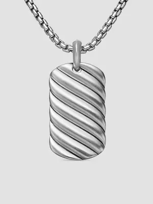 David Yurman Sculpted Cable Tag In Sterling - Silver