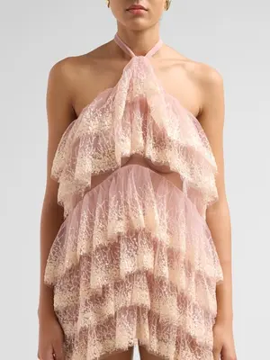 AKNVAS Angelica Ruffled Tiered Cocktail Mini Dress