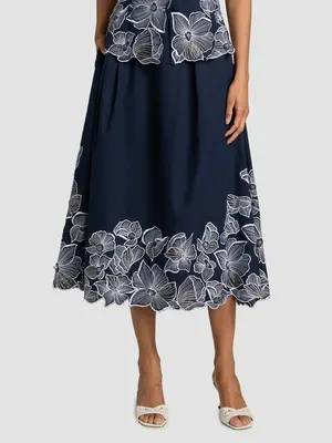 TOCCIN Stacy Floral-embroidered Cotton Midi-skirt