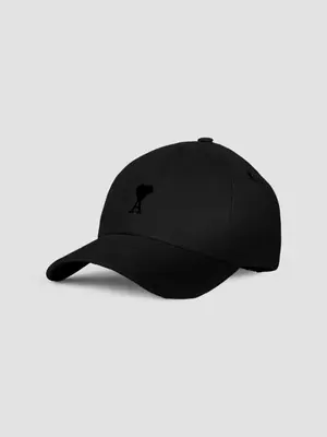 AMI Paris Logo-embroidered Cotton Gabardine Baseball Cap - Black