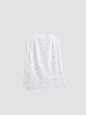 TOCCIN Olivera Lace Cotton Shift Mini Dress - Optic