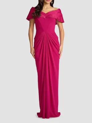 Tadashi Shoji Taffeta & Crepe Off-the-shoulder Gown