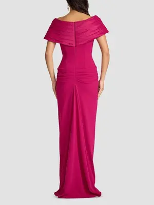 Tadashi Shoji Taffeta & Crepe Off-the-shoulder Gown